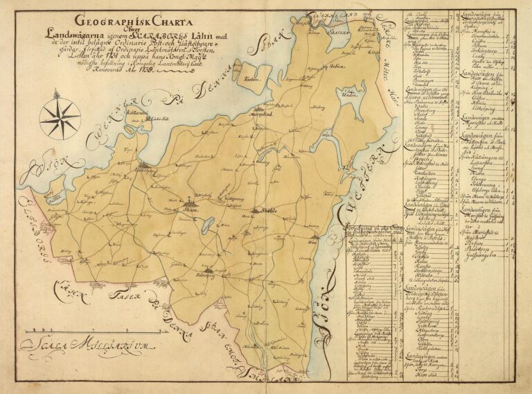 Historical roadmap of Skaraborg county 1731